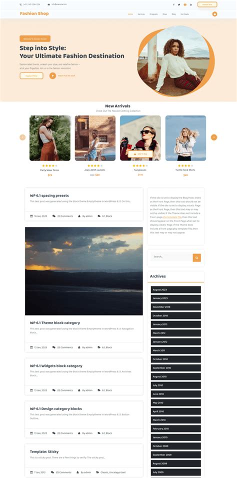 Free Fashion Shop Wordpress Theme