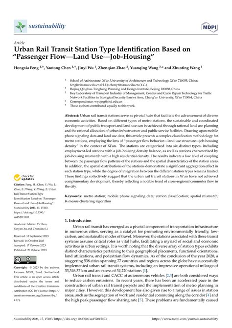 Pdf Urban Rail Transit Station Type Identification Based On “passenger Flow—land Use—job Housing”