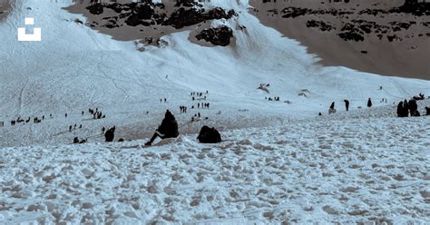 눈 덮인 산에서 스키를 타는 사람들의 그룹 사진 Unsplash의 무료 회색 이미지