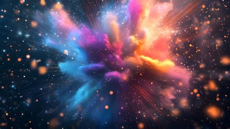 Vibrant 3d Particle Explosion Depicting Creative Energy And Ideas Premium Ai Generated Image