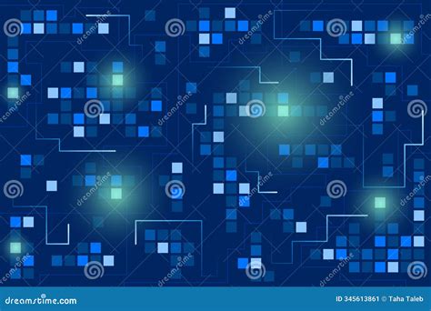 Futuristic Square Pixels Technology Background Cartoon Vector