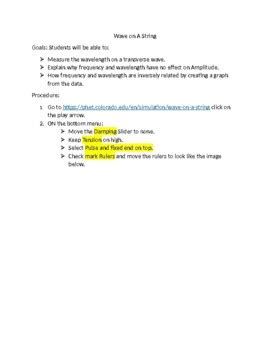 Wave On A String Lab Interactive PHET By Doctor Makin TpT