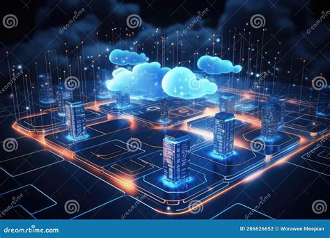 Cloud Computing Transfer Big Data On Internet Futuristic Digital Technology Stock Illustration