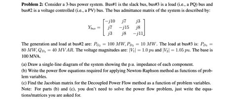 Solved Problem Consider A Bus Power System Bus Is Chegg