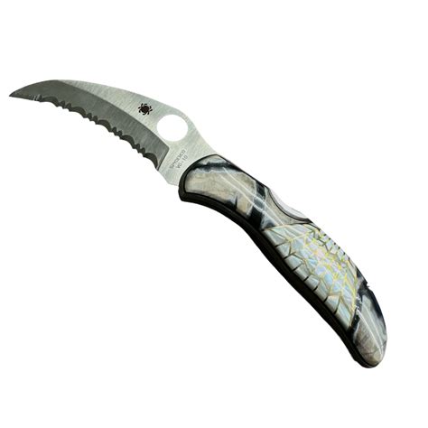 Spyderco Folding Locking Pocket Knife W Mop And Agate Handle American