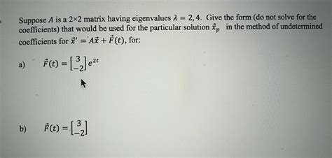 Solved Suppose A Is A 2x2 Matrix Having Eigenvalues λ 2 4