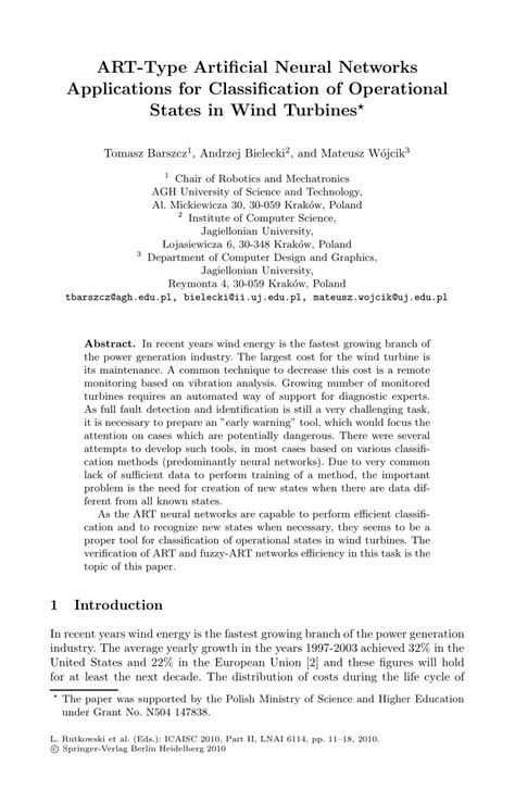 Pdf Art Type Artificial Neural Networks Applications For Classification Of Operational States
