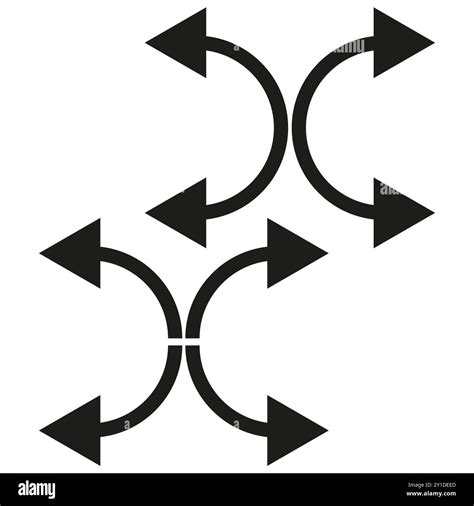 Black Circular Arrows Directional Flow Symbols Geometric Arrow Pattern Vector Icon Design