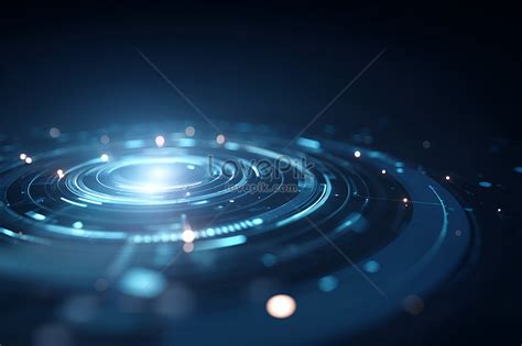 미래의 원형 요소가있는 블루 디지털 기술 배경