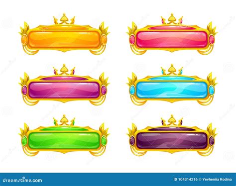 Beautiful Colorful Long Horizontal Buttons Stock Vector Illustration