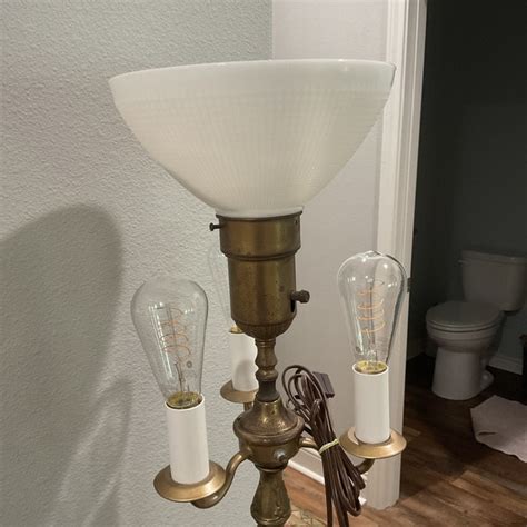 White Opal Glass Torchiere Diffuser Floor Table Lamp Shade Waffle