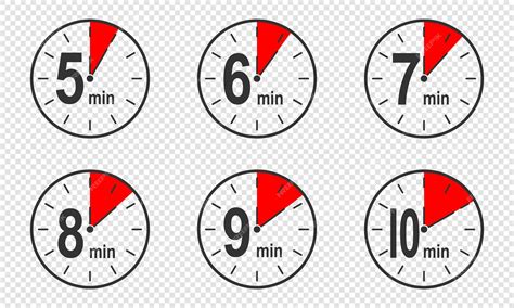 Premium Vector Timer Icons With 5 6 7 8 9 10 Minute Time Interval Countdown Clock Or Stopwatch