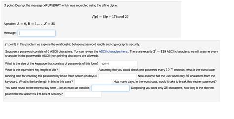 Solved 1 Point Decrypt The Message Xrupjerfy Which Was