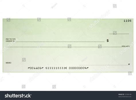 A Blank Green Business Check Shot Straight On Without Name And Address And Has Fake Numbers