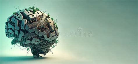 Artificial Intelligence Human Brain As Cpu Biotechnologi Concept Stock Illustration