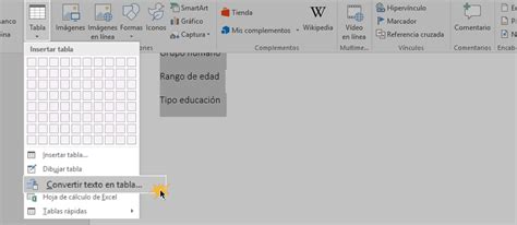 Word Convertir Texto A Tabla