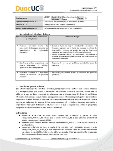 1 1 4 Actividad Recuperando Datos De Una Base De Datos Obs Mcpm Pdf