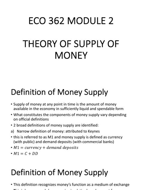 Eco 362 Module 2 Pdf Money Supply Money