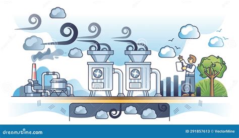Carbon Capture With Compression And Transport For Utilization Outline Concept Vector