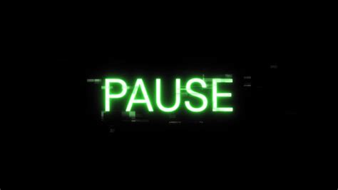 premium photo pause text with screen effects of technological glitches