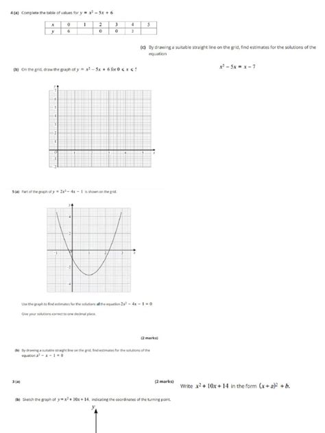 Quadratic Graphs Level 3 4 Pdf