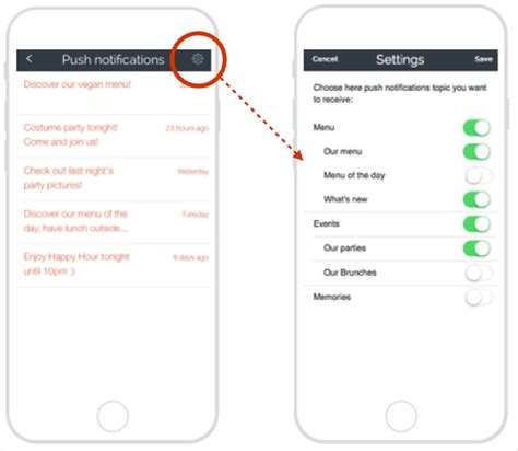 push settings on users side native apps the app match
