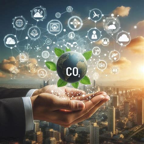 Co2 Emission Reduction Concept In Hand With Environmental Icons Global Warming Sustainable