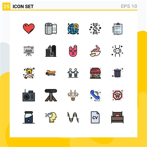 Filled Line Flat Color Pack Of 25 Universal Symbols Of Genome Gene Toilet Paper Dna Dollar