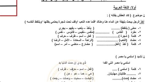 متوفر رابط تحميل نماذج امتحان مادة عربي للصف الرابع الابتدائي 2025 الموجز
