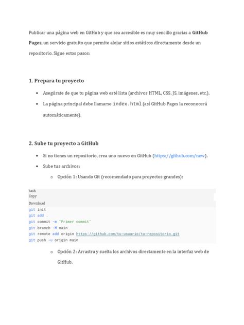 Cómo Publicar Página Web En Github Pdf