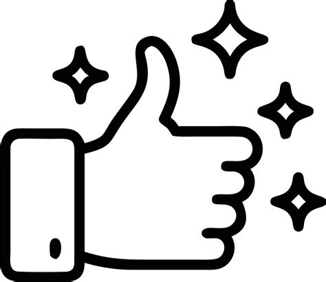 Thumbs Up Outline Illustration With Sparkling Stars For Social Media