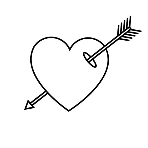 Icono Simple Lineal En Blanco Y Negro De Un Hermoso Coraz N Atravesado