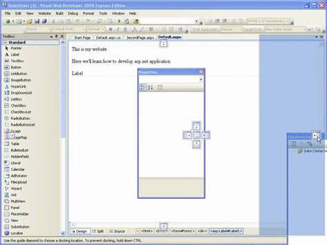 Quick Tour Of Visual Web Developer 2008 Express Edition Aspnet Web Application Youtube