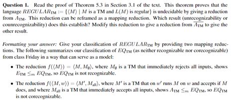 Solved Question 1 Read The Proof Of Theorem 53 In Section