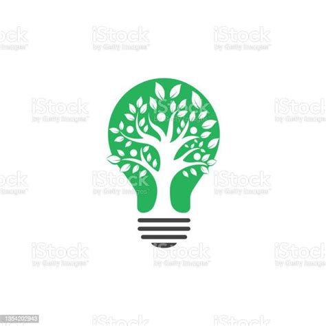 전구 램프와 사람 나무 로고 디자인 인간의 건강 및 관리 로고 디자인 자연 아이디어 혁신 기호 개념에 대한 스톡 벡터 아트 및
