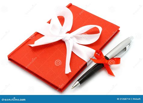 Notepad With White Bow And Pen Stock Photo Image Of Metal Reminder