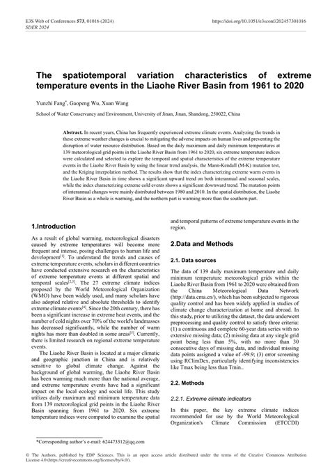 Pdf The Spatiotemporal Variation Characteristics Of Extreme