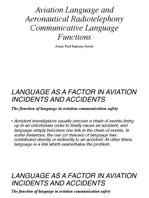 Aviation Language And Aeronautical Radiotelephony Communicative
