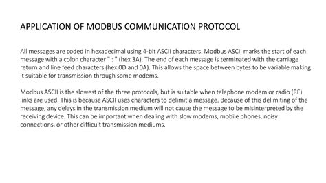 Modbus Communication Protocol Pptx