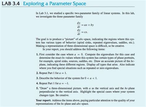 Solved Lab 34 Exploring A Parameter Space In Lab 31 We