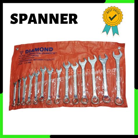 14pcs Gabungan Sepana Set Spanar Spana Combination Spanner Wrench Tools Socket Set 8mm 24mm