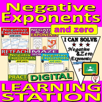 Negative And Zero Exponents DIGITAL Learning Station BUNDLE TpT