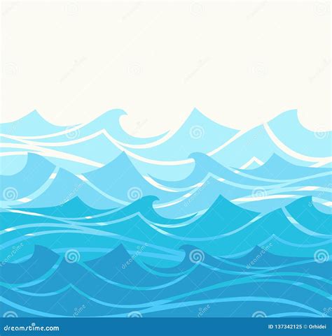 Blue Water Sea Waves Abstract Vector Background Water Wave Curve Background Ocean Banner