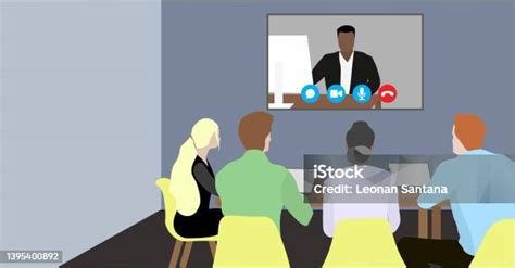 화상 통화로 온라인 컨퍼런스에 참가하는 다양한 사람들 하이브리드 회의에 대한 스톡 벡터 아트 및 기타 이미지 하이브리드 회의 사람들 업무 회의 Istock