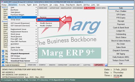 How To Create Scrap Receive Challan Entry In Fmcg Setup Of Marg Software