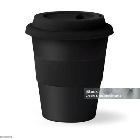 흰색 배경에 분리 된 검은 색 뚜껑이있는 종이 컵 모형 커피 티 컵 빈 빈 복사 공간을 가져 가라 0명에 대한 스톡 벡터 아트 및 기타 이미지 Istock