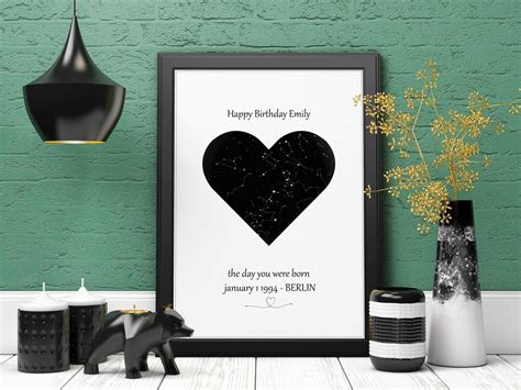 Custom Star Map Print With Heart Shape Wedding T For Lovers Sentimental Present For