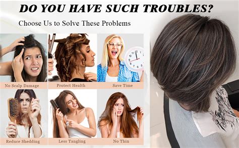 Leosa Short Layered Wigs With Curtain Bangs Brown Bob