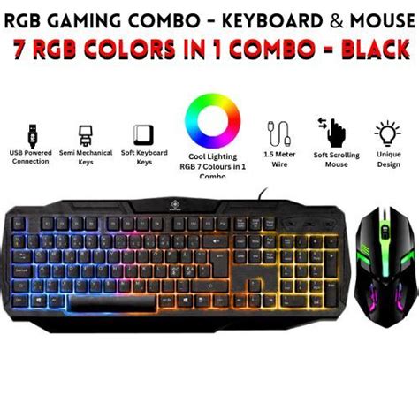 RGB Gaming Keyboard Mouse Combo Colour Wired RGB Mouse And Keyboard Set USB Wired Pack