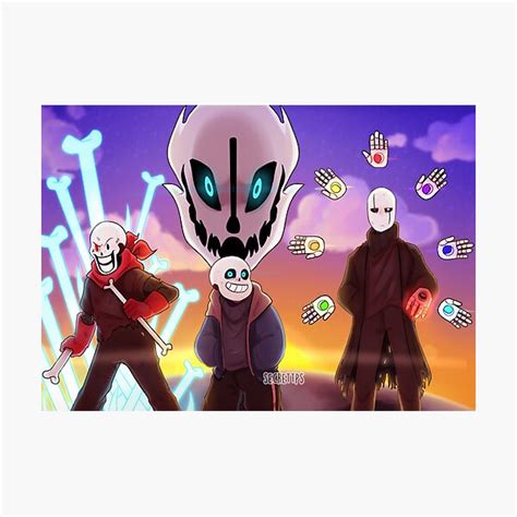 Glitchtale Sans Papyrus And Gaster Photographic Print By Secrettps
